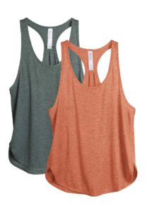 icyzone workout tank tops for women - athletic yoga tops, racerback running tank top,smoke pine/dusty orange,medium