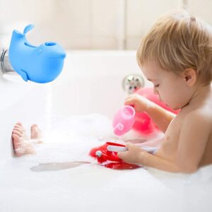 Odowalker Faucet Spout Cover Blue Cute Whale Design, Soft Silicon Bath Tub Toddlers Protection from Injury Cover Universal Fit Bath Spout Cover