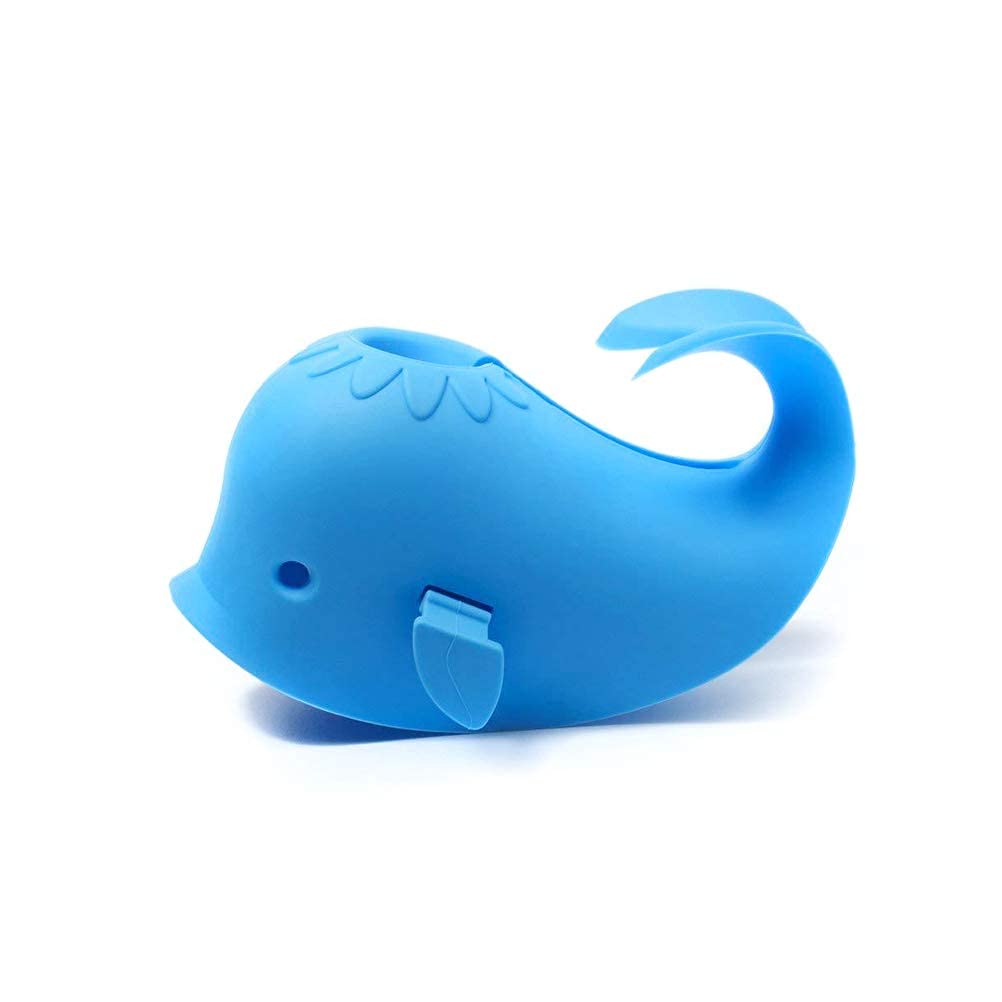 Odowalker Faucet Spout Cover Blue Cute Whale Design, Soft Silicon Bath Tub Toddlers Protection from Injury Cover Universal Fit Bath Spout Cover