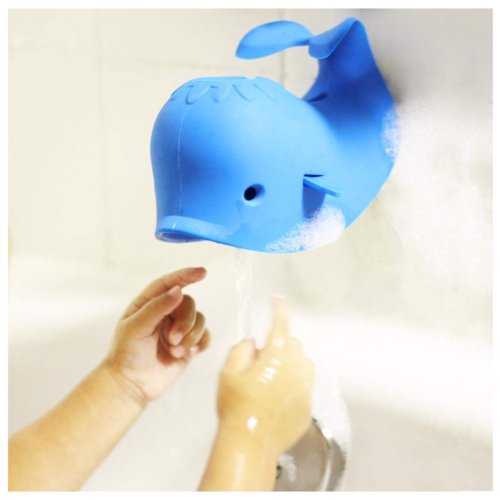 Odowalker Faucet Spout Cover Blue Cute Whale Design, Soft Silicon Bath Tub Toddlers Protection from Injury Cover Universal Fit Bath Spout Cover