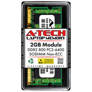 a-tech 2gb ram replacement for ct25664ac800 | ddr2 800mhz pc2-6400 cl6 sodimm 1.8v non-ecc so-dimm 200-pin laptop, notebook memory module