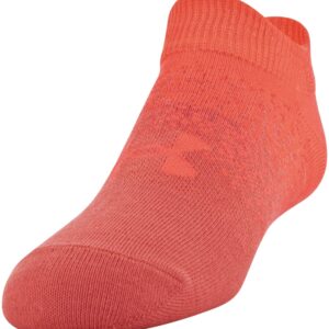 Under Armour Essential No Show Socks, 6-pair, White Daiquiri Red Assorted, Shoe Size: Youth 13.5K-4Y