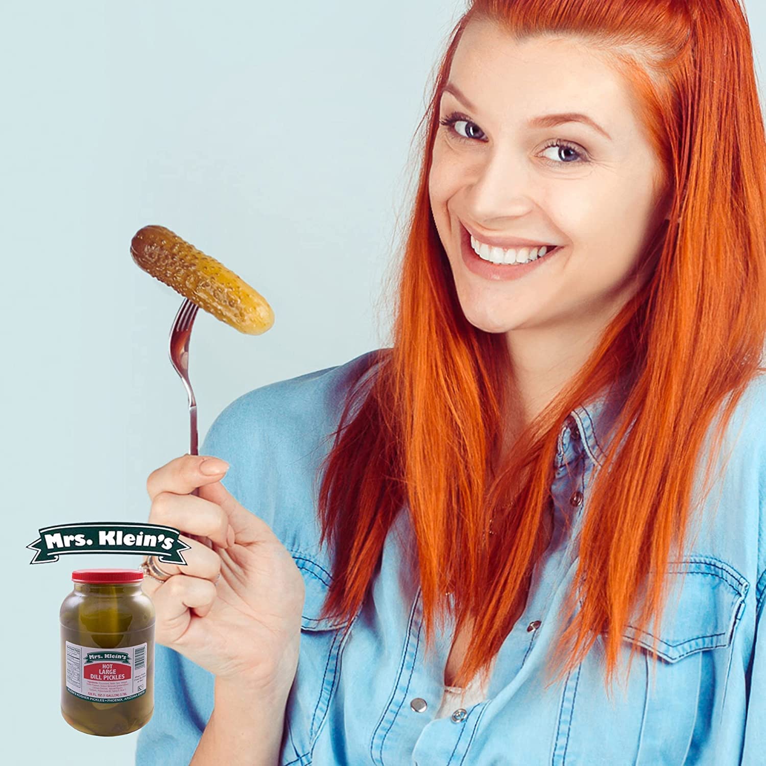 Mrs. Kleins Large Hot Pickles | Bold Spicy Dill Pickle Snack | Spicy Giant Dill Pickles Made with Natural Ingredients | Kosher, Low Carb, Gluten Free & Vegan | Wholesale Hot Pickles 128 fl oz Jar