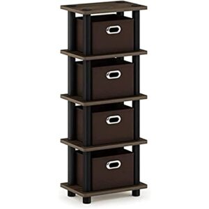 furinno turn-n-tube 4-bins system rack, columbia walnut/black/dark brown