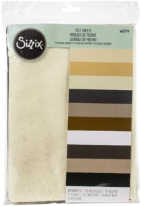 sizzix surfacez-making essential felt sheets 10pk (10 colours neutrals), multicolour