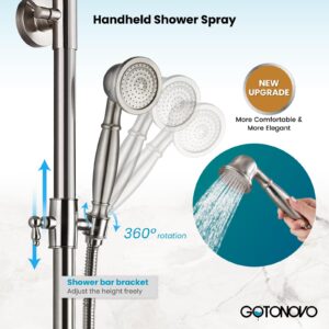 gotonovo Shower Faucet Sets 8 Inch Rain Shower Head 2 Cross Knobs Mixer Shower System with Handheld Shower Spray Brushed Nickel Finish Silver