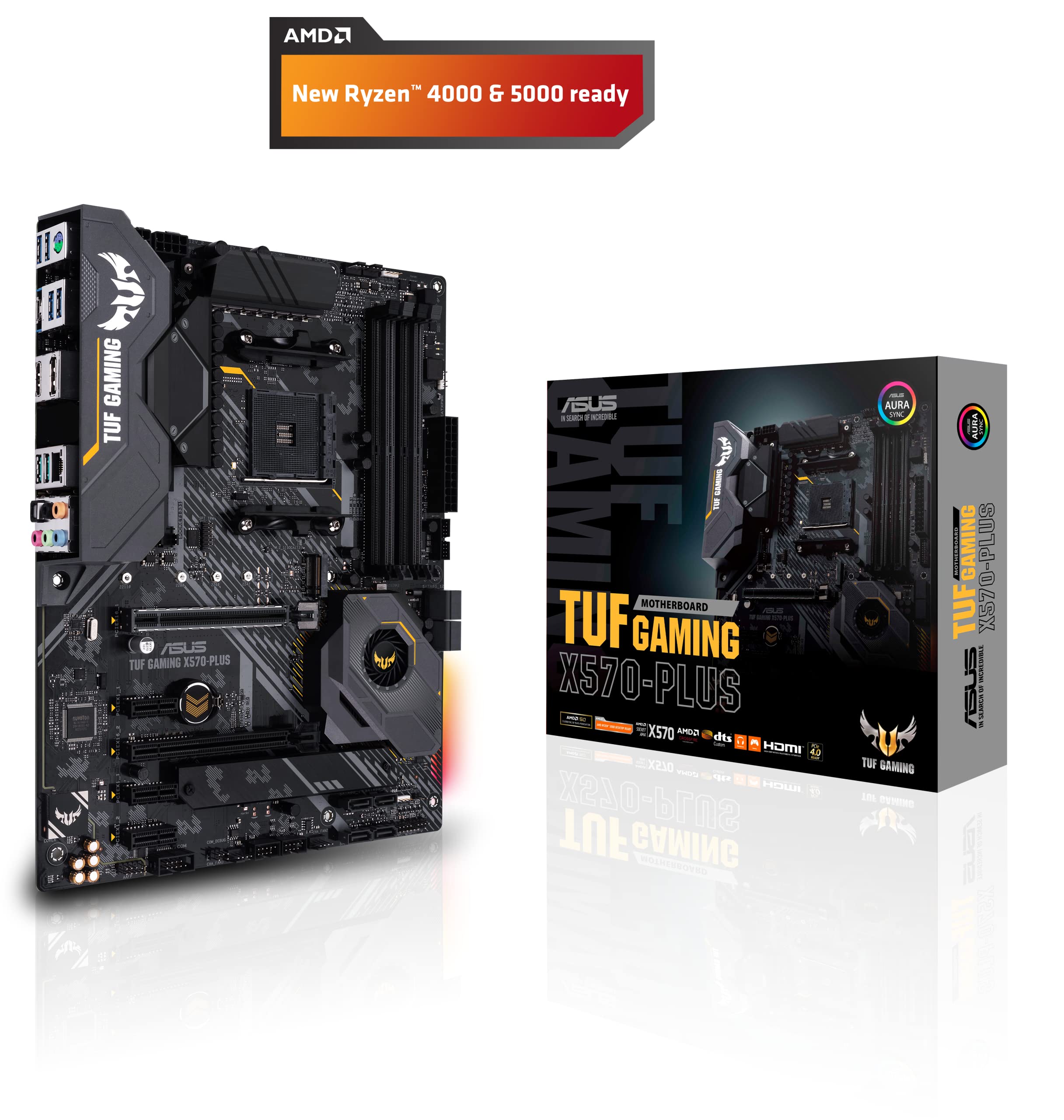 ASUS AM4 TUF Gaming X570-Plus AM4 Zen 3 Ryzen 5000 & 3rd Gen Ryzen ATX Motherboard with PCIe 4.0, Dual M.2, 12+2 with Dr. MOS Power Stage, HDMI