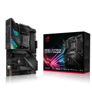 asus rog strix x570-f gaming atx motherboard with pcie 4.0, aura sync rgb lighting, intel gigabit ethernet, dual m.2 with heatsinks, sata 6gb/s and usb 3.2 gen 2