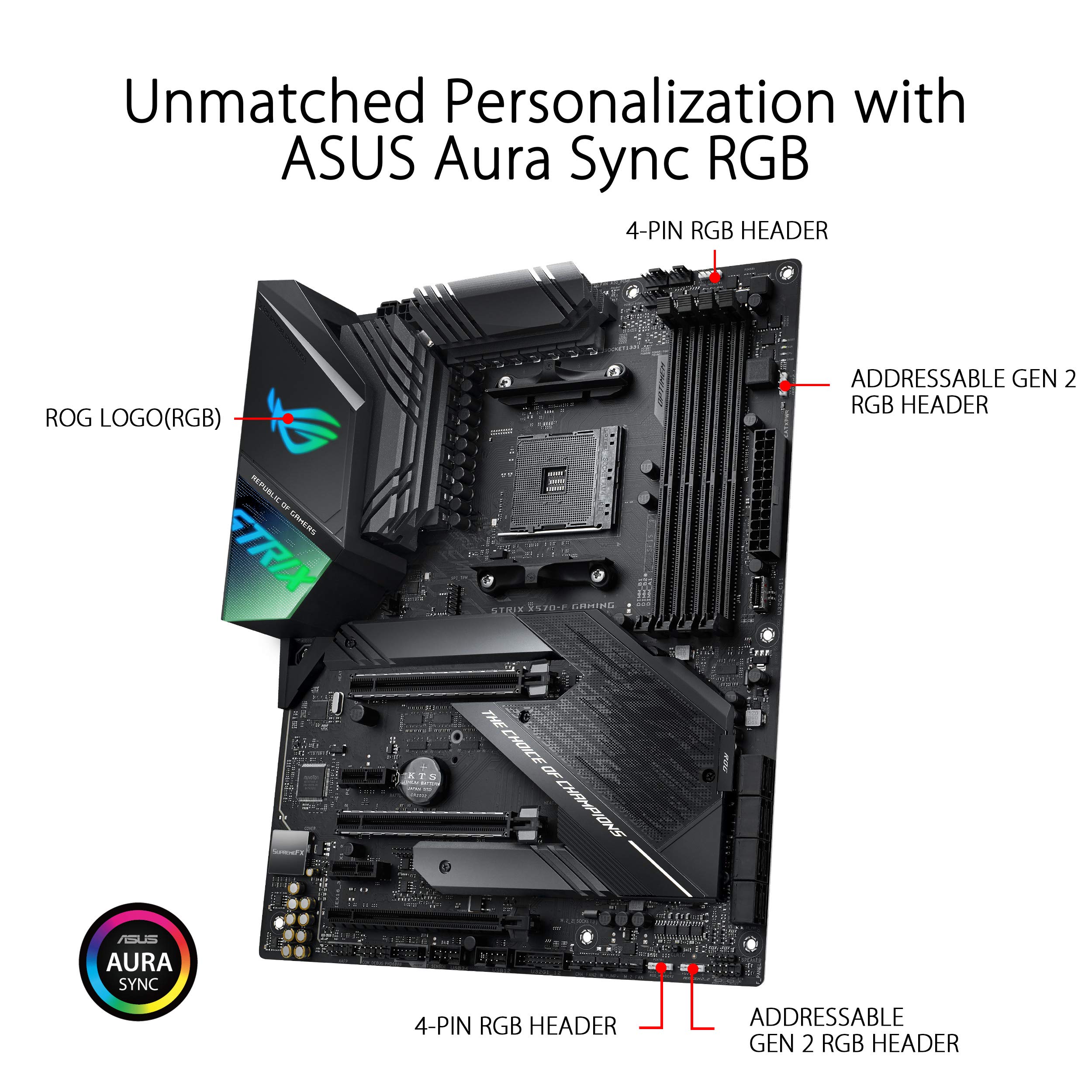 ASUS ROG Strix X570-F Gaming ATX Motherboard with PCIe 4.0, Aura Sync RGB Lighting, Intel Gigabit Ethernet, Dual M.2 with Heatsinks, SATA 6GB/S and USB 3.2 Gen 2