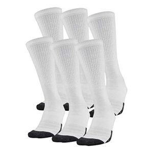 under armour adult performance tech crew socks, multipairs , white (6-pairs) , large