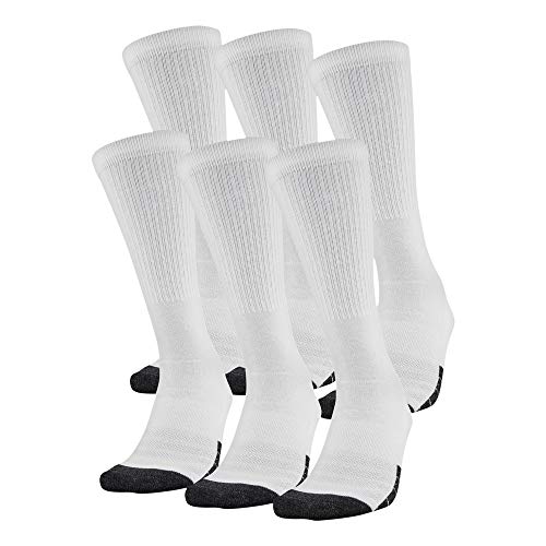 Under Armour Adult Performance Tech Crew Socks, Multipairs , White (6-Pairs) , Large