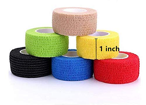 12 Pack 1" x 5 Yards Self Adhesive Elastic Bandage Wrap Stretch Self-Adherent Tape for First Aid,Sports, Wrist, Ankle (10 Colors)