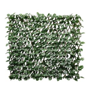 Artificial Expandable Ivy Leaf Faux Leaves Privacy Fence Screen for Outdoor Indoor Backyard Patio Balcony (Single Sided Leaves, 2 Packs)