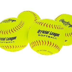 Rawlings 11" Official League Fast Pitch Dura-Hyde Worth Cork Softballs (4 Count)