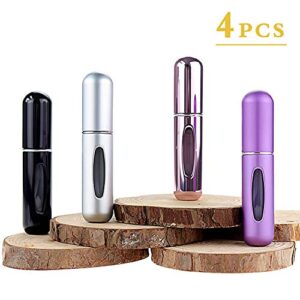 Portable Mini Refillable Perfume Atomizer Bottle Spray, Scent Pump Case for Travel 4 Pcs Pack of 5ml