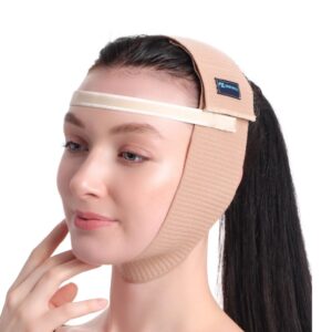 post surgical chin strap bandage for women - neck and chin compression garment wrap - face slimmer, jowl tightening, chin lifting medical anti aging mask