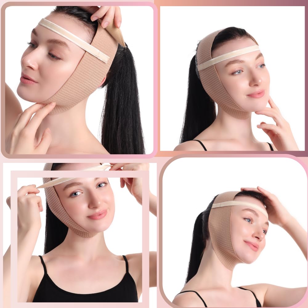 Post Surgical Chin Strap Bandage for Women - Neck and Chin Compression Garment Wrap - Face Slimmer, Jowl Tightening, Chin Lifting Medical Anti Aging Mask