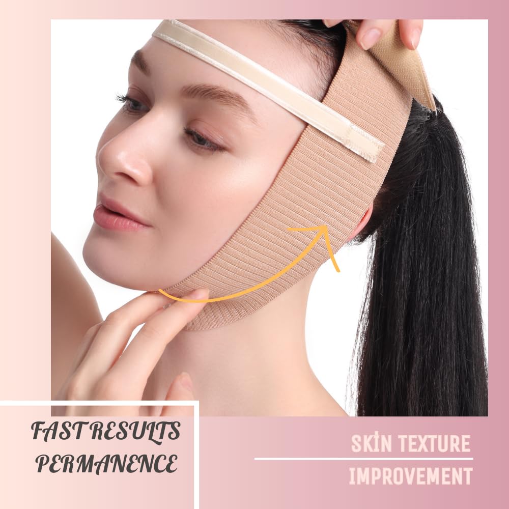 Post Surgical Chin Strap Bandage for Women - Neck and Chin Compression Garment Wrap - Face Slimmer, Jowl Tightening, Chin Lifting Medical Anti Aging Mask