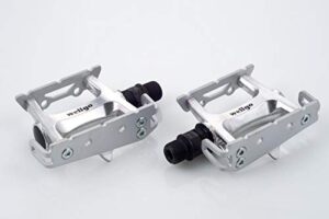 new wellgo r025 track fixed gear road bike pedals (toe clip strap ready) (silver)