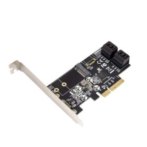 io crest si-pex40138 internal 4 port non-raid sata iii 6gb/s with m.2 b-key 22x42 pci-e x4 controller card for desktop pc support ssd and hdd with low profile bracket. jmb585 chipset