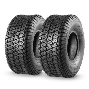 maxauto 2 pcs 15x6.00-6 front lawn mower tire for garden tractor riding mover, 4pr