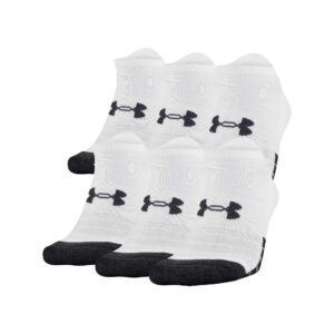 under armour adult performance tech no show socks, multipairs, white (6-pairs), medium