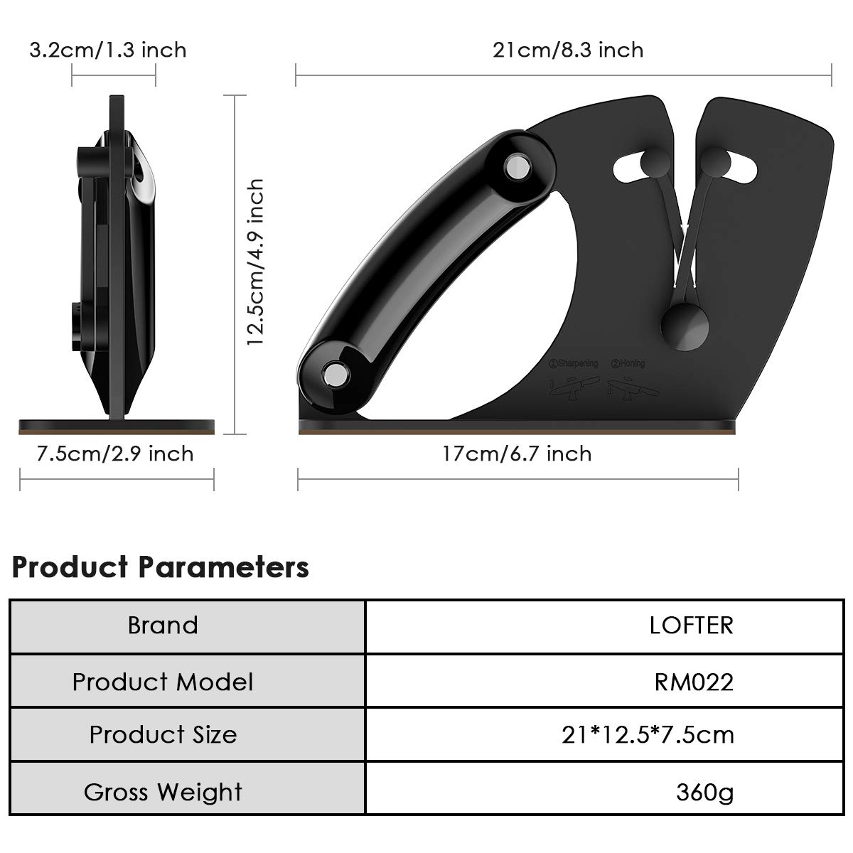 Knife Sharpener, LOFTER Upgrade Bracket Edge Kitchen Sharpener - Sharpens, Hones, Polishes Beveled Blades, Standard Blades - Chef's Knives, Kitchen Tools - Safe, Easy to Use