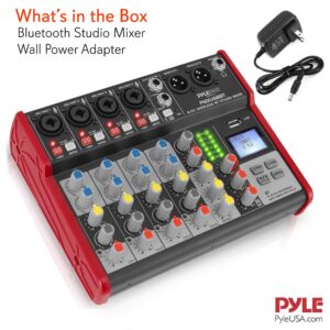 PYLE Studio Audio Sound Mixer Board - 6 Channel Bluetooth Compatible Professional Portable Digital DJ Mixing Console w/ USB Mixer Audio Interface - Mixing Boards For Studio Recording - PMXU68BT