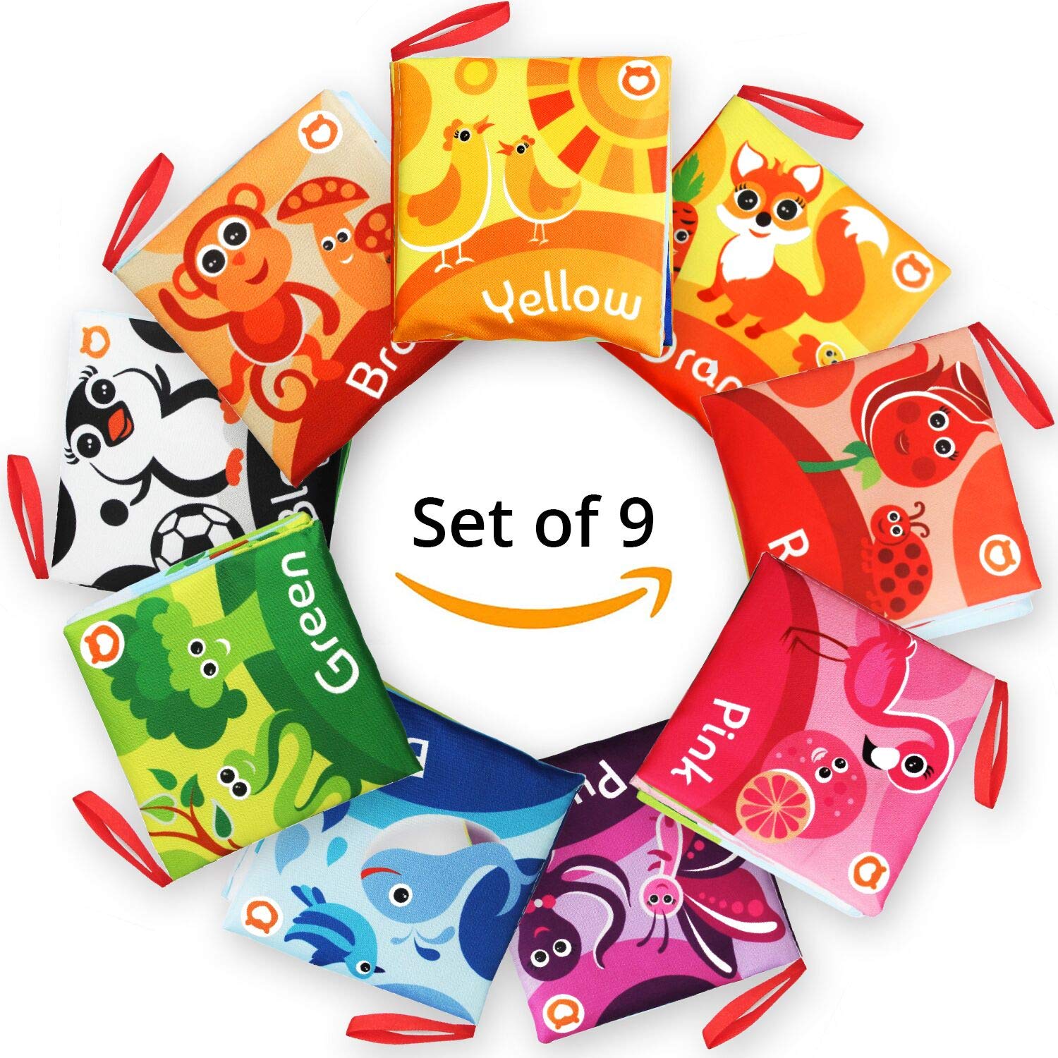 Cloth Books for Babies (Set of 9) - Color Recognition Series. Soft Books for Babies. Touch and Feel Crinkle Paper. Baby Learning Toys/Educational Toys for 3 Months to 4 Years Old