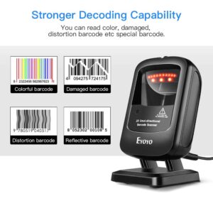 Eyoyo 1D 2D Desktop Barcode Scanner, Omnidirectional Hands-Free USB Wired Barcode Reader, Capture Barcodes from Mobile Phone Screen, Automatic Image Sensing for Supermarket Library Retail Store