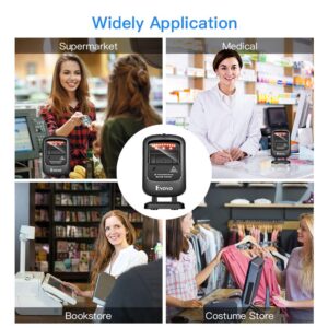 Eyoyo 1D 2D Desktop Barcode Scanner, Omnidirectional Hands-Free USB Wired Barcode Reader, Capture Barcodes from Mobile Phone Screen, Automatic Image Sensing for Supermarket Library Retail Store