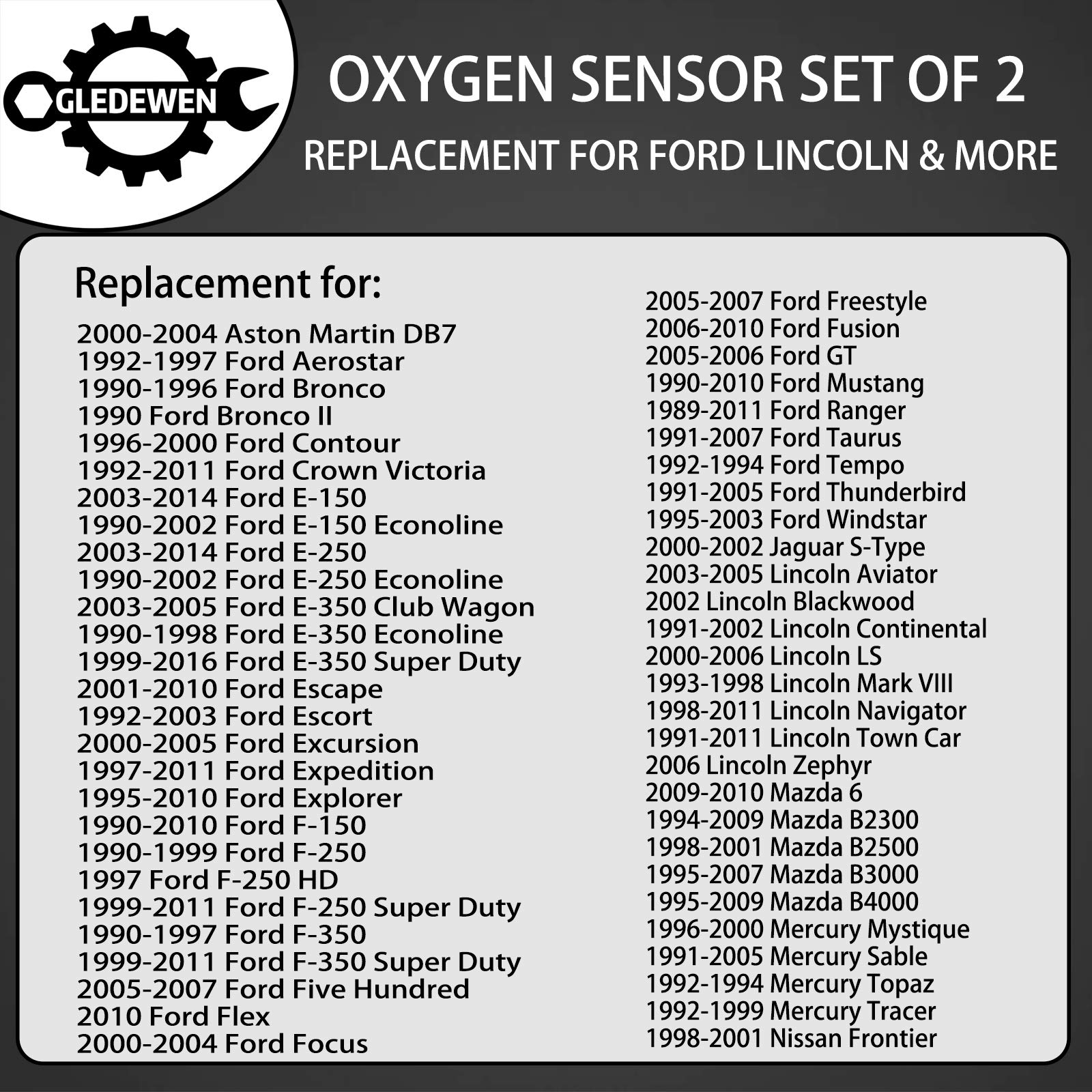 Oxygen Sensor Upstream Downstream O2 2Pcs | Compatible with Ford F150 F250 Ranger Expedition Explorer Escape, Mazda Tribute, Lincoln & More Replace# 15717, 15716, 15664, ZZC318861