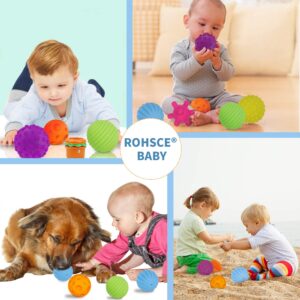 ROHSCE Baby Textured Multi Sensory Toys Massage Ball Gift Set BPA Free for Toddlers 1-3 Soft Balls Montessori Infant Baby Toys 6 to 12 Months 6 Pack