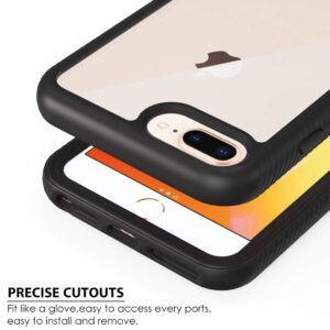 LUCKYCAT iPhone 7/8 Plus Case (5.5") with 2 Tempered Glass Screen Protectors, Shockproof Clear Multicolor Bumper - Black