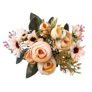 simfre artificial flowers, fake flowers artificial pearl bud bouquet for home garden party wedding decor and table centerpieces 3pcs (orange)