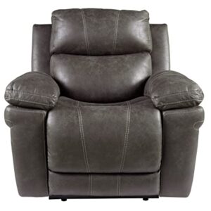 Signature Design by Ashley Erlangen Faux Leather Power Recliner with Adjustable Headrest & USB Charging Port, Gray