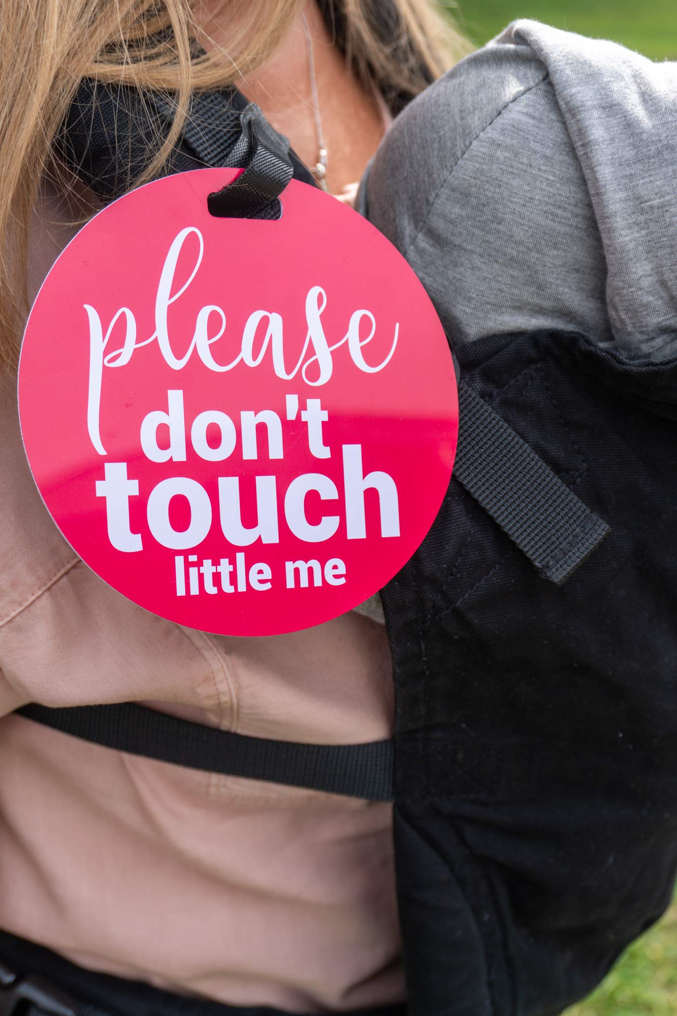 THREE LITTLE TOTS – Pink Please Don't Touch Baby Car Seat Sign or Stroller Tag - CPSIA Safety Tested