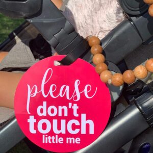 THREE LITTLE TOTS – Pink Please Don't Touch Baby Car Seat Sign or Stroller Tag - CPSIA Safety Tested