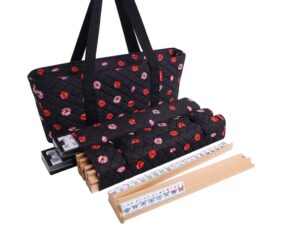 linda li new! - american mahjong set the artisan collection: butterfly series – in black poppy soft bag