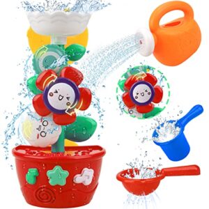 girl bath toys for kids 1-3 bathtub toys for toddlers water tub toys for babies 1 2 3 year old girls boys gifts with 1 mini sprinkler 2 toys cups gifts ideal with color box