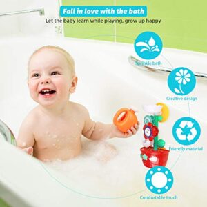 Girl Bath Toys for Kids 1-3 Bathtub Toys for Toddlers Water Tub Toys for Babies 1 2 3 Year Old Girls Boys Gifts with 1 Mini Sprinkler 2 Toys Cups Gifts Ideal with Color Box