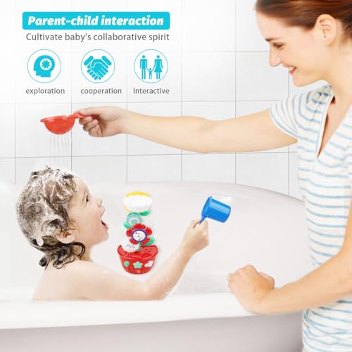 Girl Bath Toys for Kids 1-3 Bathtub Toys for Toddlers Water Tub Toys for Babies 1 2 3 Year Old Girls Boys Gifts with 1 Mini Sprinkler 2 Toys Cups Gifts Ideal with Color Box