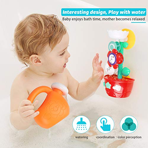 Girl Bath Toys for Kids 1-3 Bathtub Toys for Toddlers Water Tub Toys for Babies 1 2 3 Year Old Girls Boys Gifts with 1 Mini Sprinkler 2 Toys Cups Gifts Ideal with Color Box