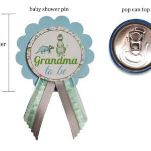 Dinosaur Baby Shower Pins for Mommy Daddy Grandma Jungle Family to wear, It's a Boy Baby Sprinkle (GRANDMA)