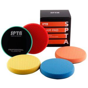 spta 5pc 5.5 inch face for 5 inch 125mm backing plate compound buffing sponge pads cutting polishing pad kit for car buffer polisher compounding,polishing and waxing