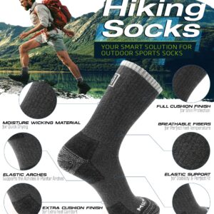 MIRMARU Men’s 5 Pairs Hiking Outdoor Trail Running Trekking Moisture Control Terry Full-Cushioned Crew Socks (M266-LARGE)