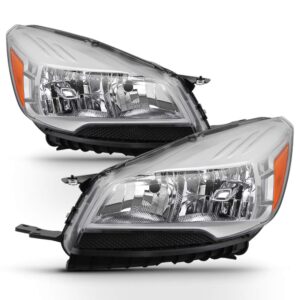 acanii - for halogen model 2013-2016 ford escape headlights chrome housing headlamps assembly driver & passenger side