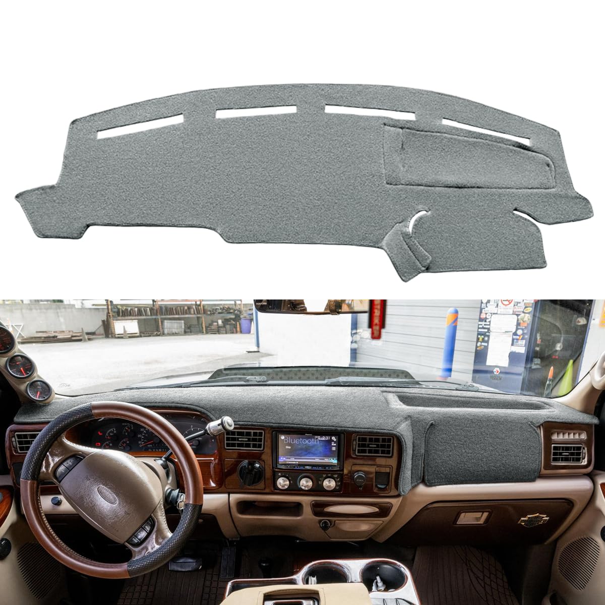 Dashboard Cover Dash Cover Mat Pad Carpet Custom Fit for Ford F250 F350 F450 Super Duty 1999 2000 2001 2002 2003 2004 (Dark Gray) Y72