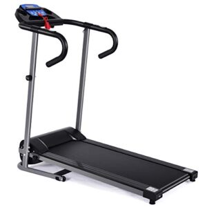 gymax folding treadmill, electric motorized running jogging machine with lcd monitor & device holder, easy assembly heavy duty walking treadmill for home