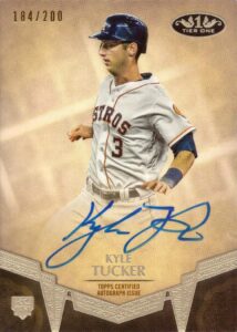 2019 topps tier one baseball #ba-kt kyle tucker certified autograph rookie card - only 200 made!